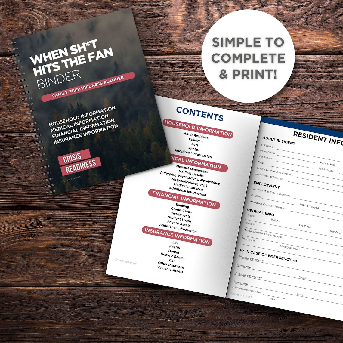 Printable Family Planner for Emergencies | Crisis Protocol | Emergency ...