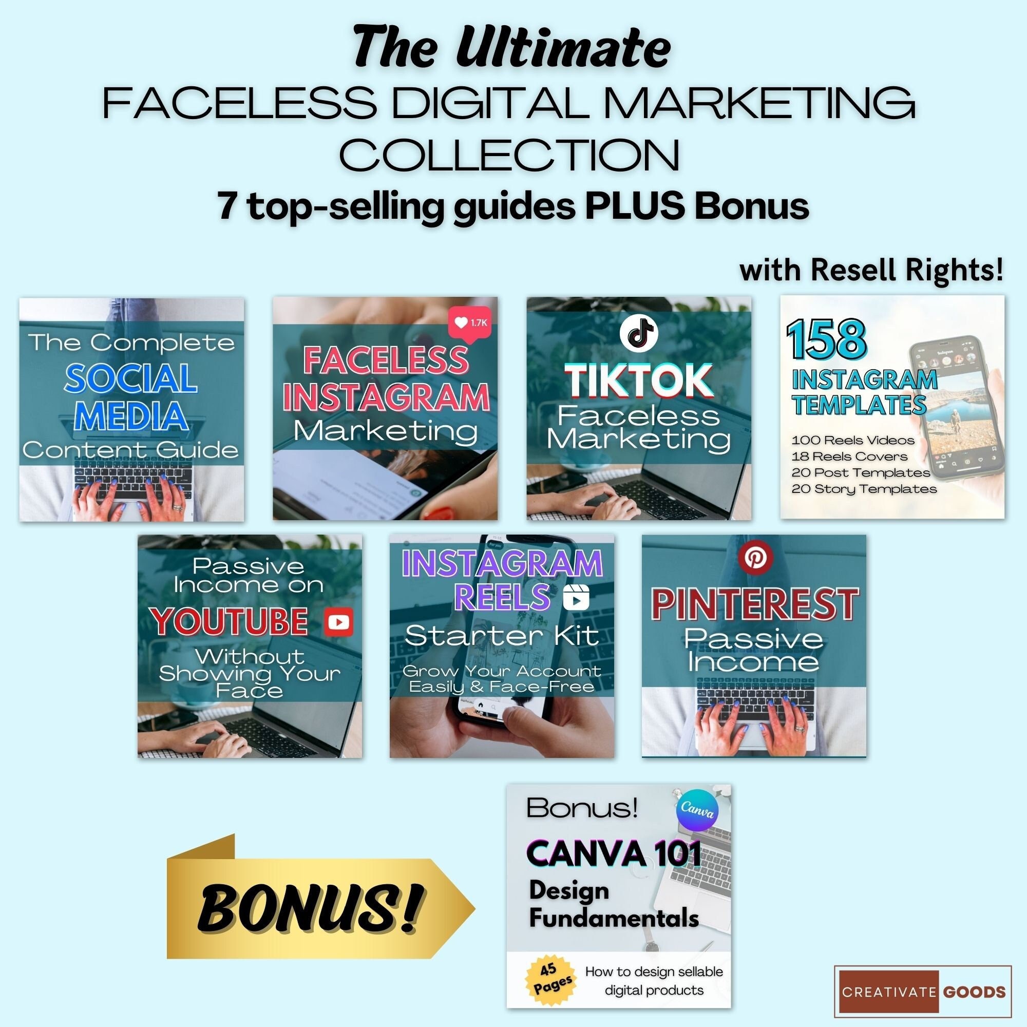 Complete FACELESS Digital Marketing Bundle 7 Guides Canva Guide Bonus ...