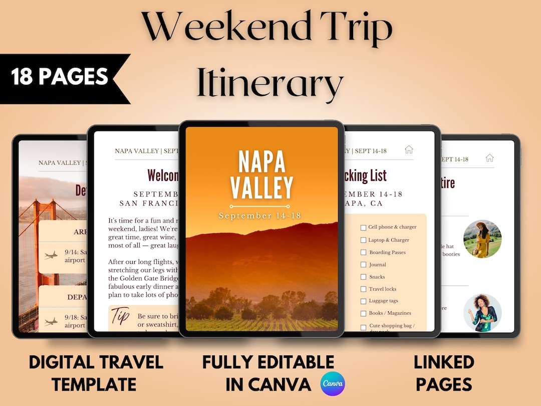 Wedding Season! Travel Itinerary Template, Weekend Trip Planner ...