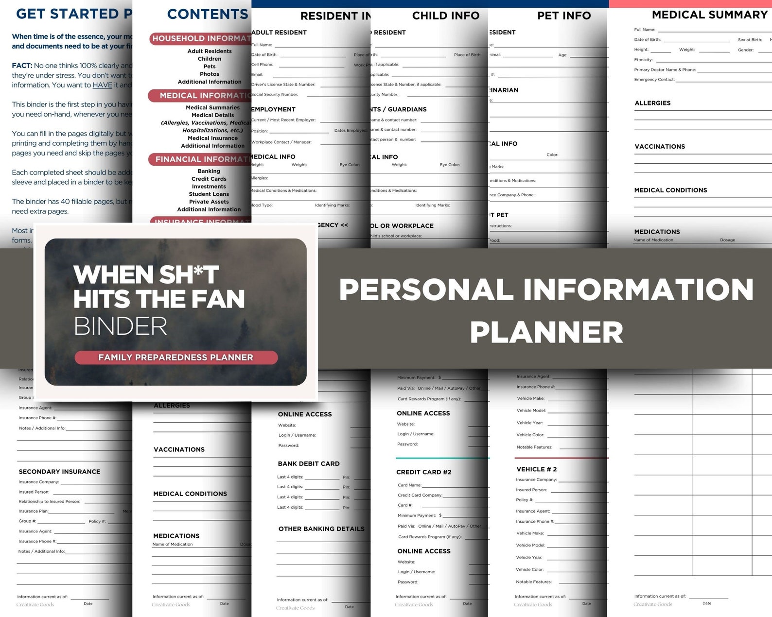 Printable Family Planner for Emergencies Crisis Protocol Emergency ...