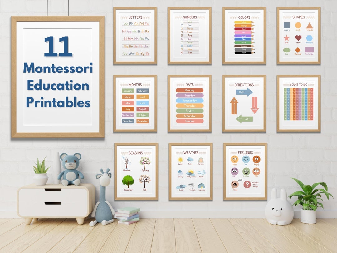 Neutral Montessori Educational Posters - Interactive Learning Set ...