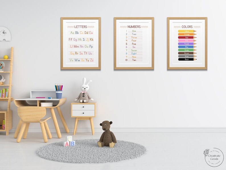 Montessori Educational Posters Set of 11 - Neutral Decor Homeschool ...