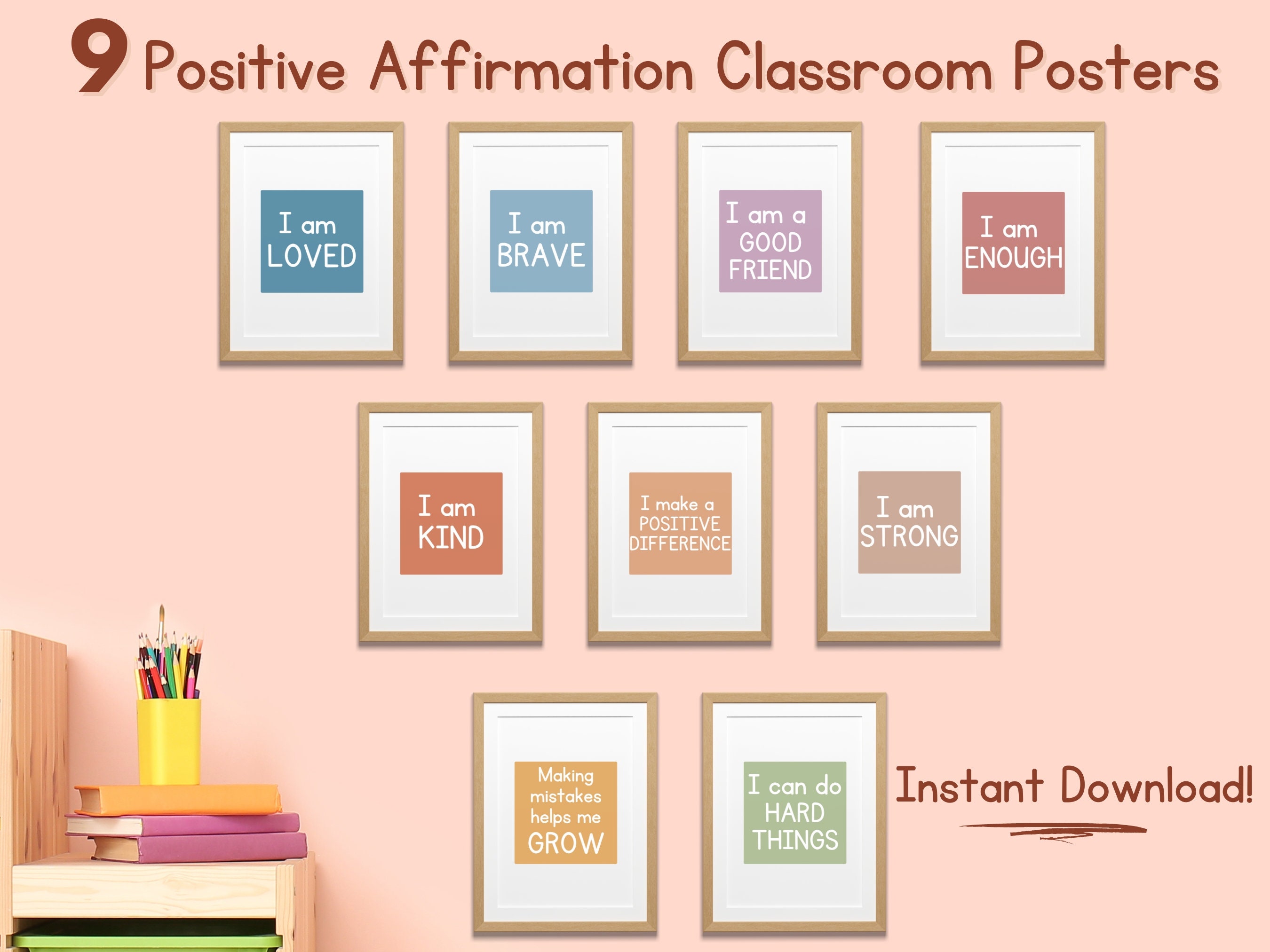 9 Positive Affirmation Classroom Posters for Kids, Montessori Classroom ...