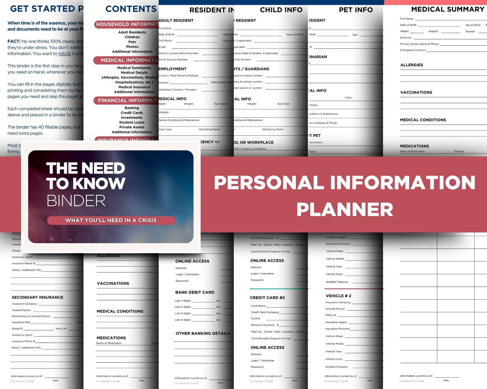 Printable Need to Know Planner | for Crisis Management | Personal ...