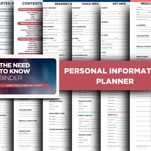 Printable Need to Know Planner | for Crisis Management | Personal ...