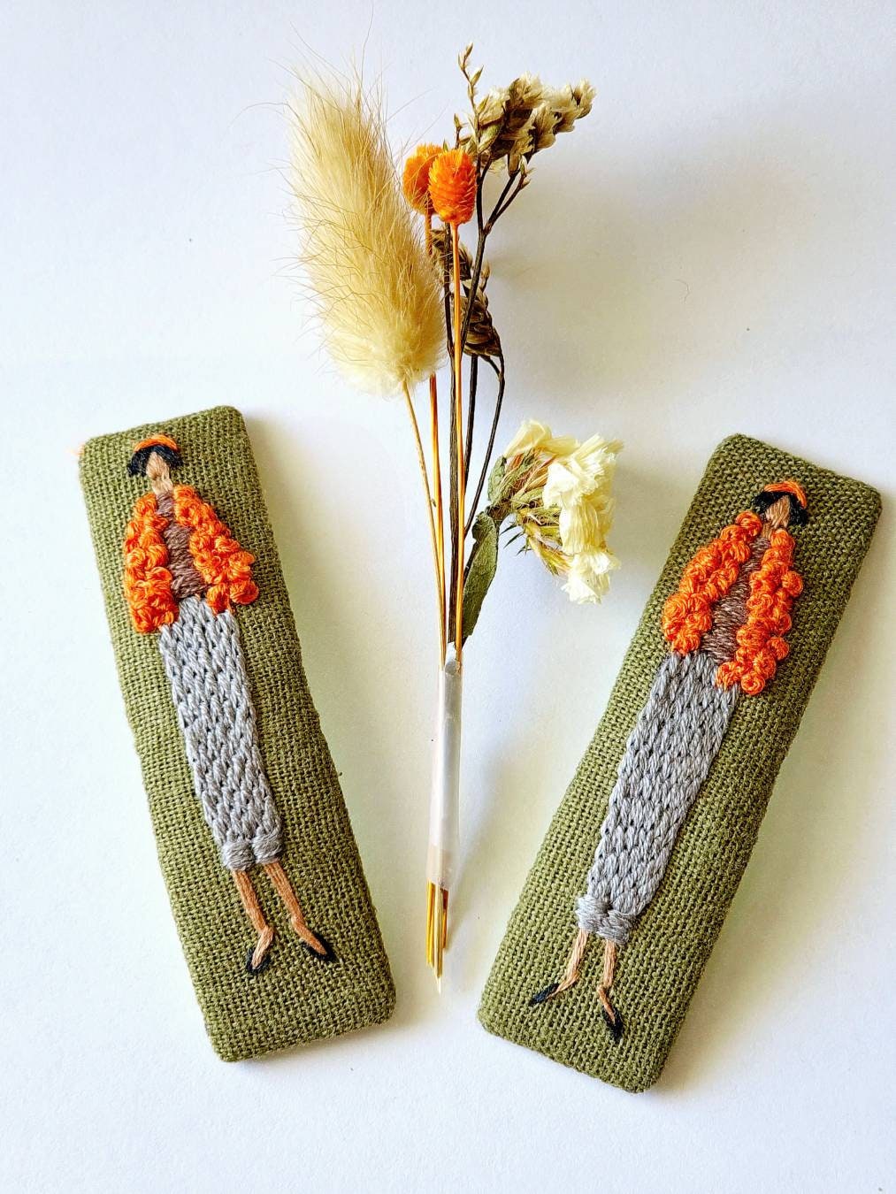 Gift for Her, Embroidered Hair Clips, Embroidered Little Girl, Handmade ...