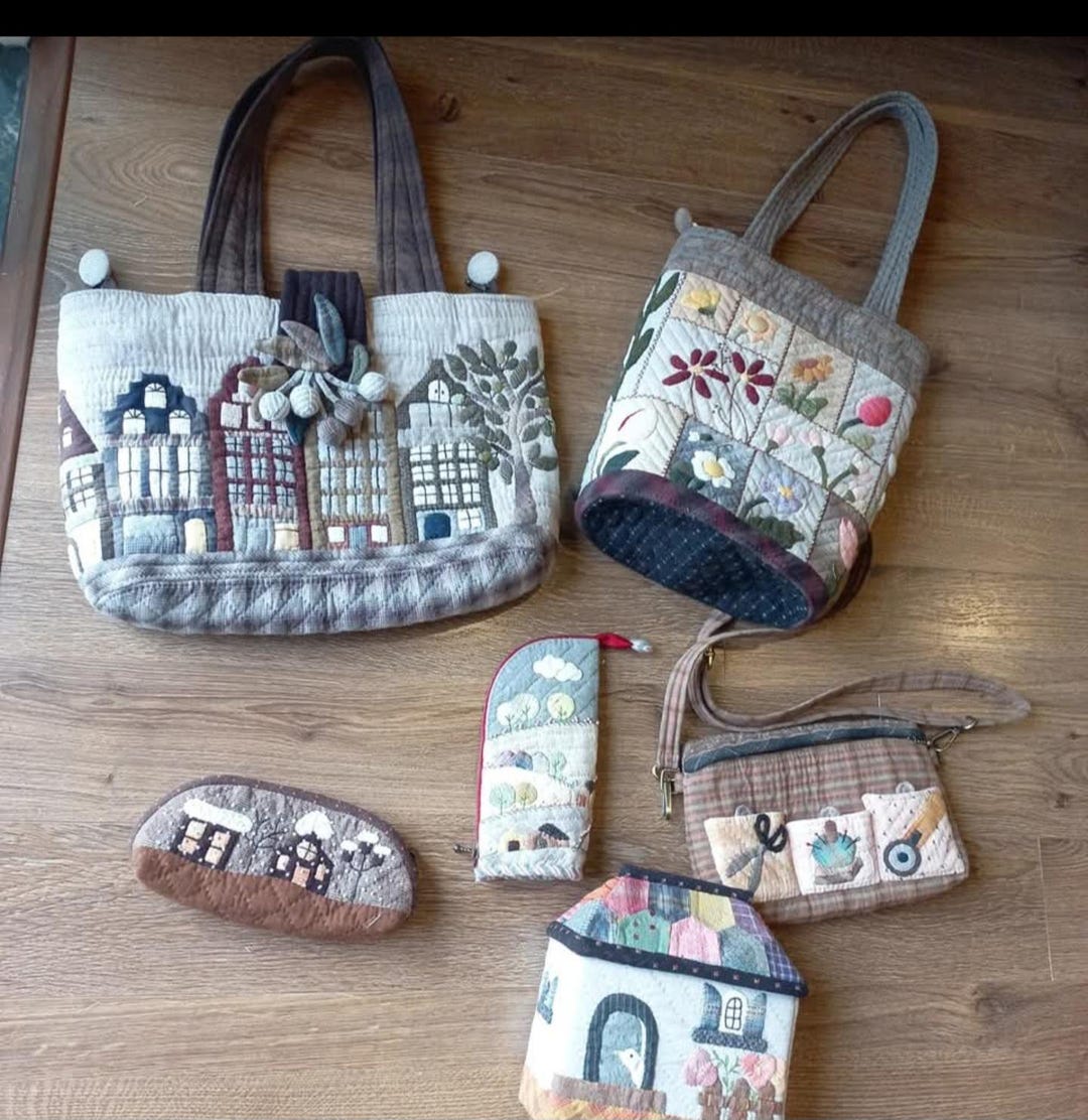 Japanese Patchwork Quilting Bag, Vintage Bag, Flower Bag, Daily Bag ...