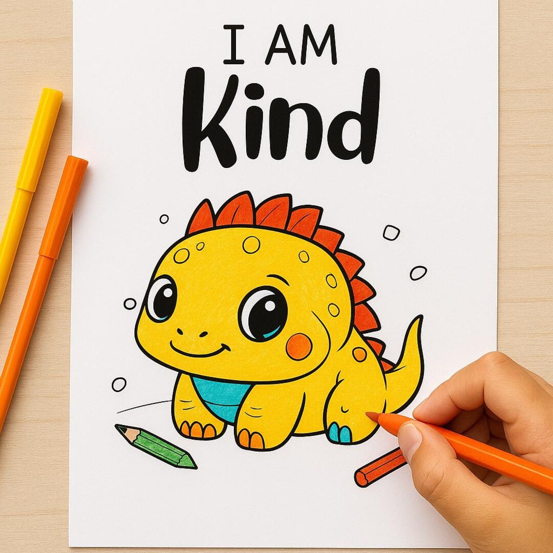 Dinosaur SEL Affirmation Colouring Pages. I Am Loved, I Am Brave, I Am ...