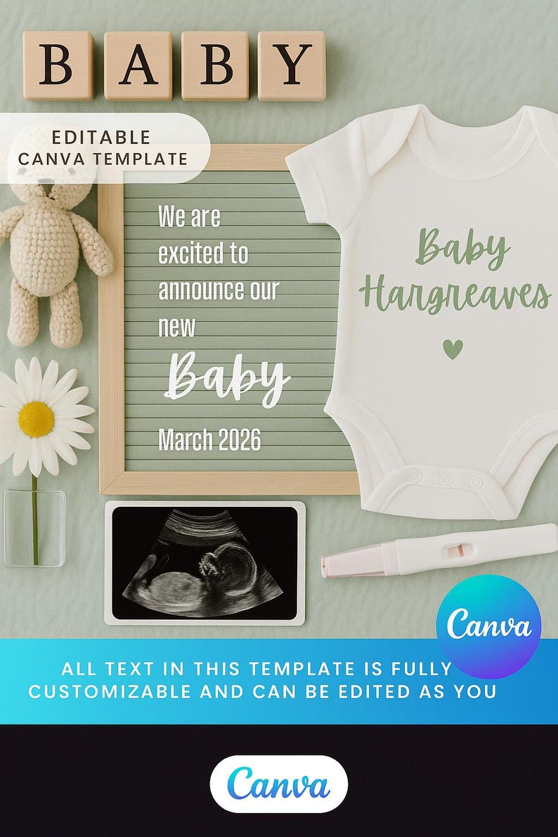 Editable Winter Baby Announcement Template (digital Download) - Etsy