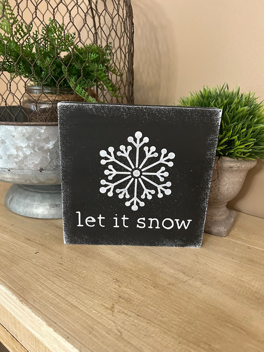 Let It Snow Winter Christmas Chunky Thick Mini Small Block Sign ...