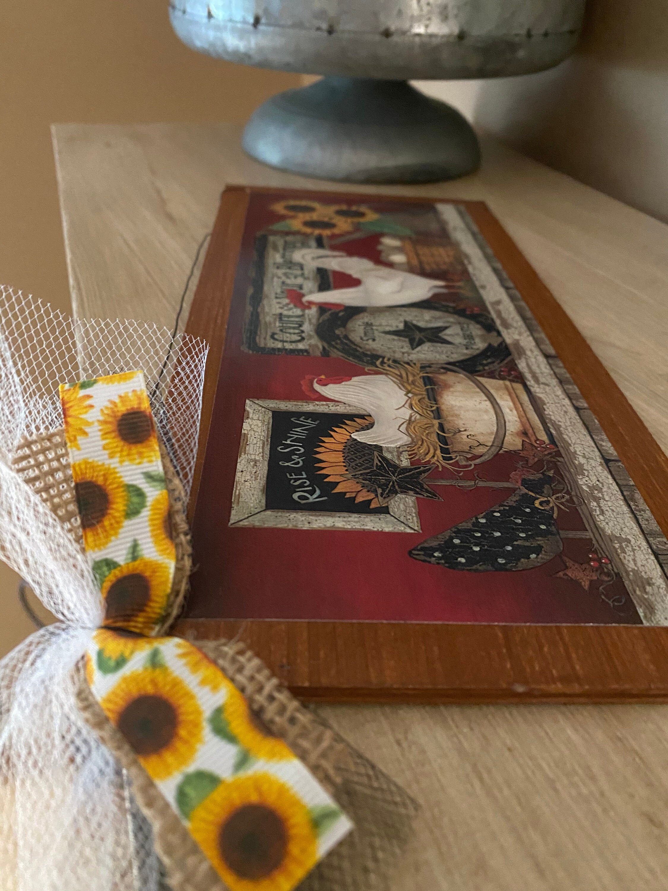 Rooster Sunflower Rise Shine Count Blessings Country Kitchen - Etsy