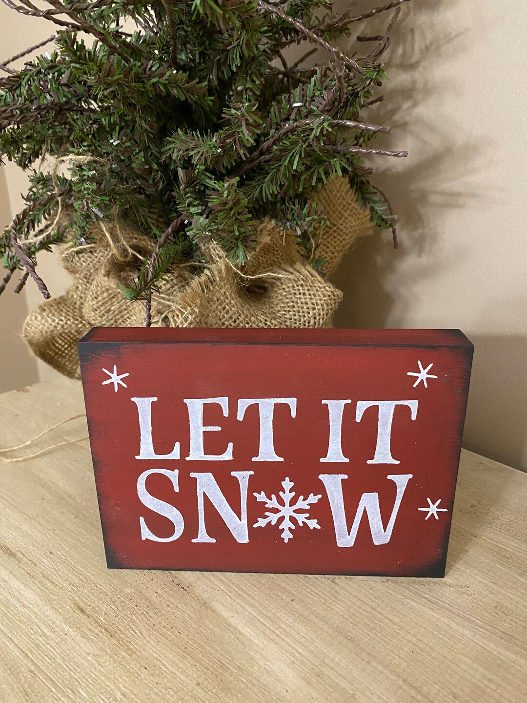 Let It Snow Winter Christmas Country Home Holiday Wooden Sign Mini Tray ...