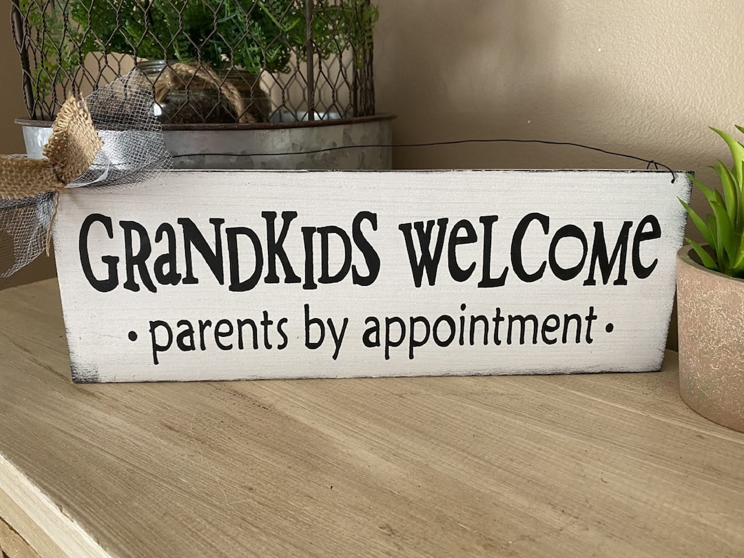 Grandkids Welcome Parents by Appointment Hand Painted Small Wooden Wall ...