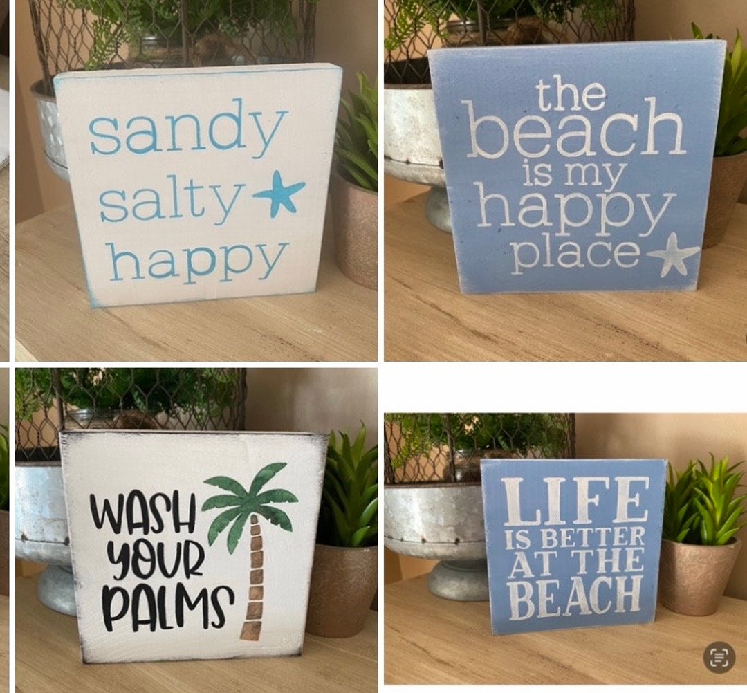 Wash Your Palms Bathroom Tropical Wooden Block Sign - Etsy