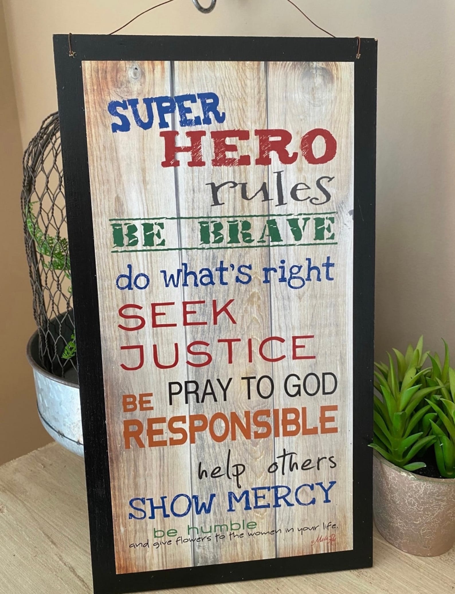 Super Hero Rules Be Brave Boys Bedroom Wall Home Decor Kids Playroom ...