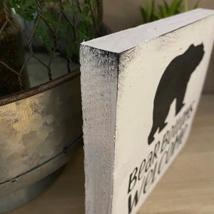 Farmhouse Bathroom Bear Bottoms Welcome Bathroom Rustic Wooden Block ...