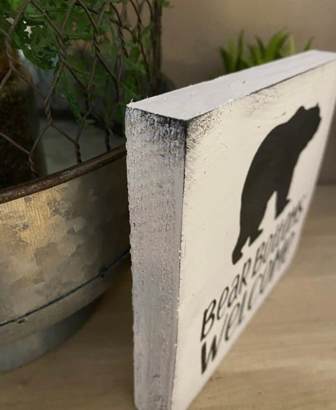Farmhouse Bathroom Bear Bottoms Welcome Bathroom Rustic Wooden Block ...