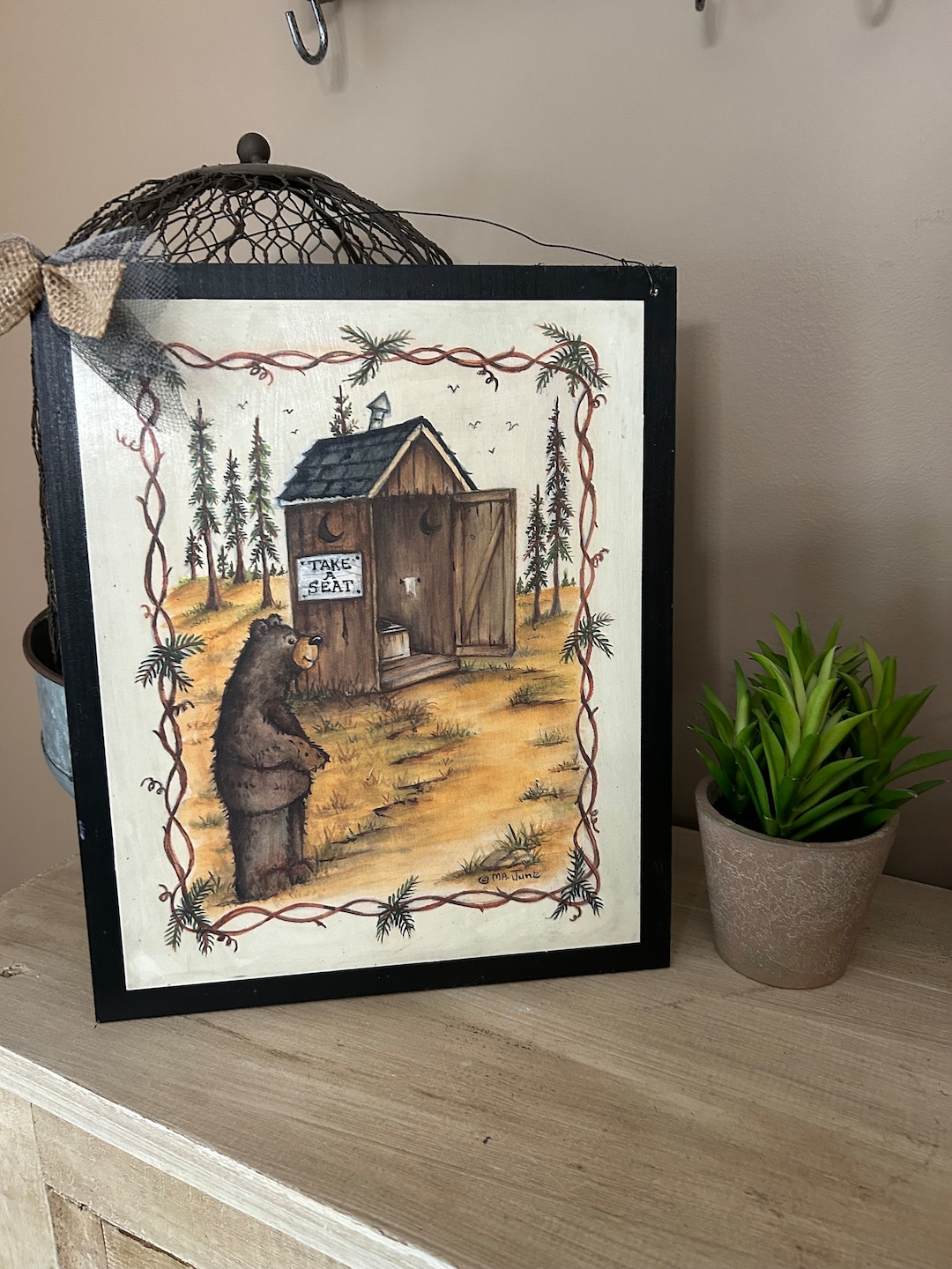 Bear Cabin Sign Take a Seat Outhouse Theme Nature Wildlife Country Home ...