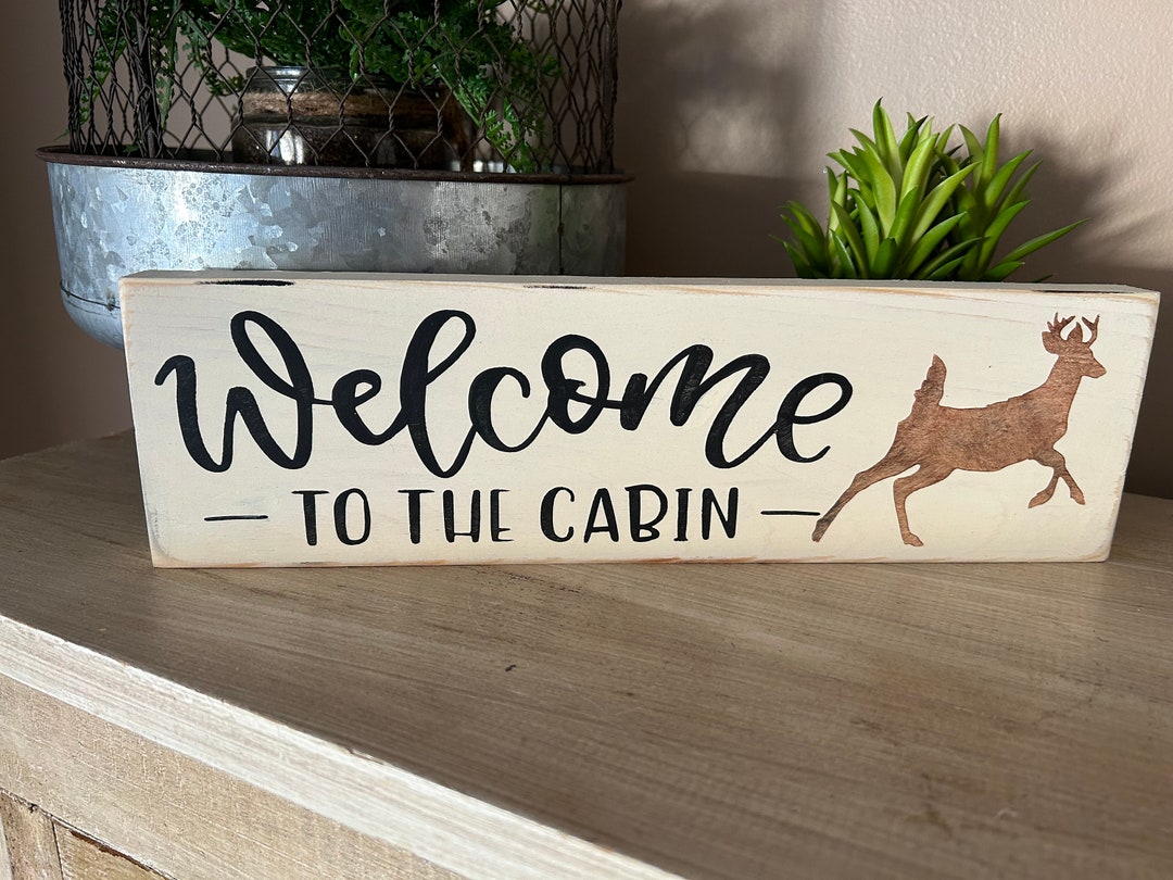 Deer Buck Welcome to the Cabin Rustic Wooden Shelf Sign - Etsy