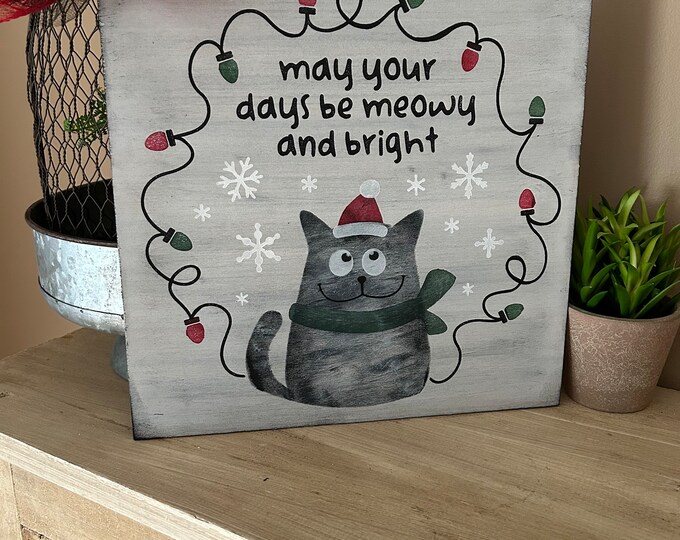 Tabby Cat May Your Days Be Meowy and Bright Christmas Kitty Winter ...