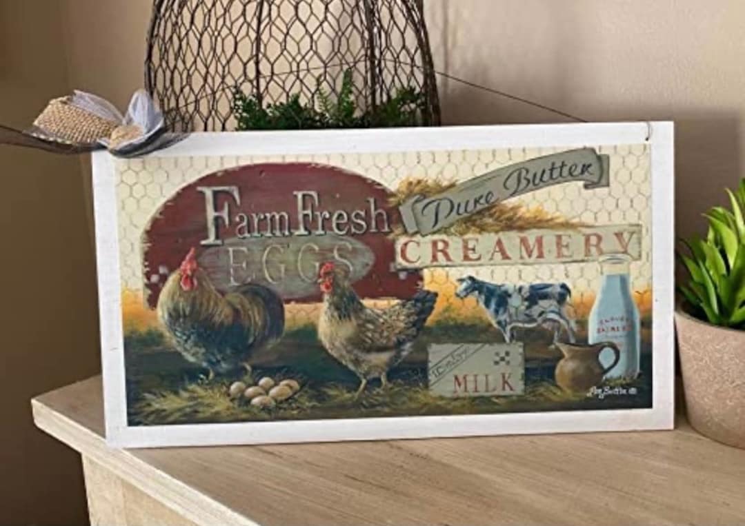 Rooster Chickens Eggs Farmhouse Kitchen Chicks Home Decor Signs ...