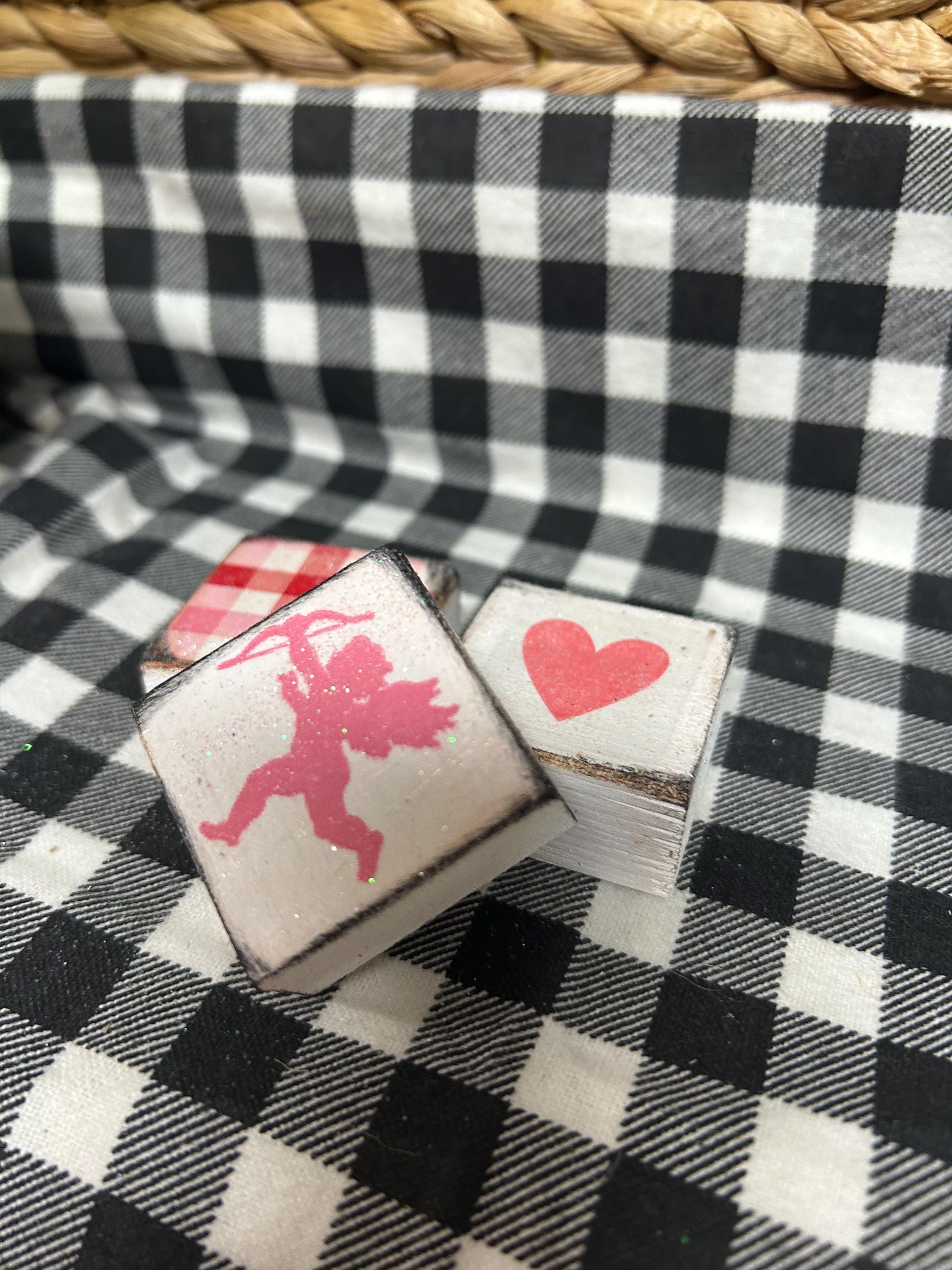 Valentine’s Day Mini Hearts Cupid Love Wood Stacking Block Sets ...
