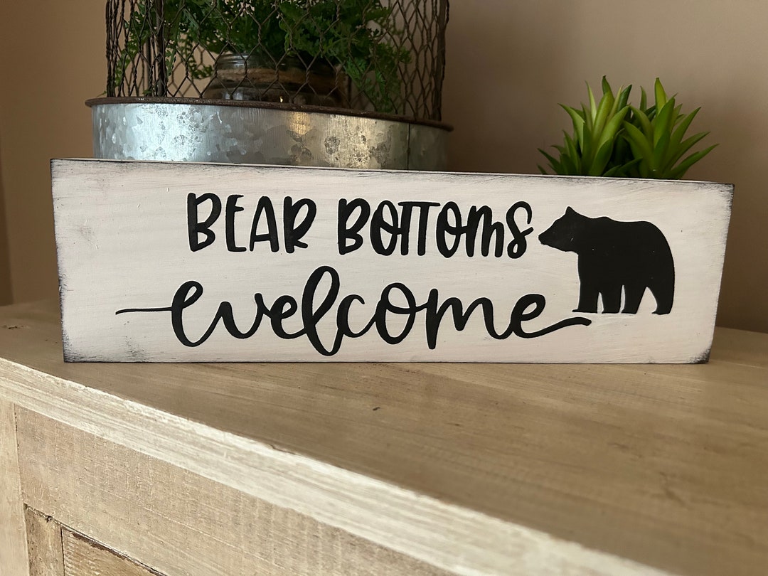 Black Bear Bottoms Welcome Thick Bath Block Bathroom Cabin Camper Bath ...