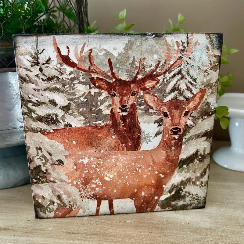 Deer Block of Wood - Etsy