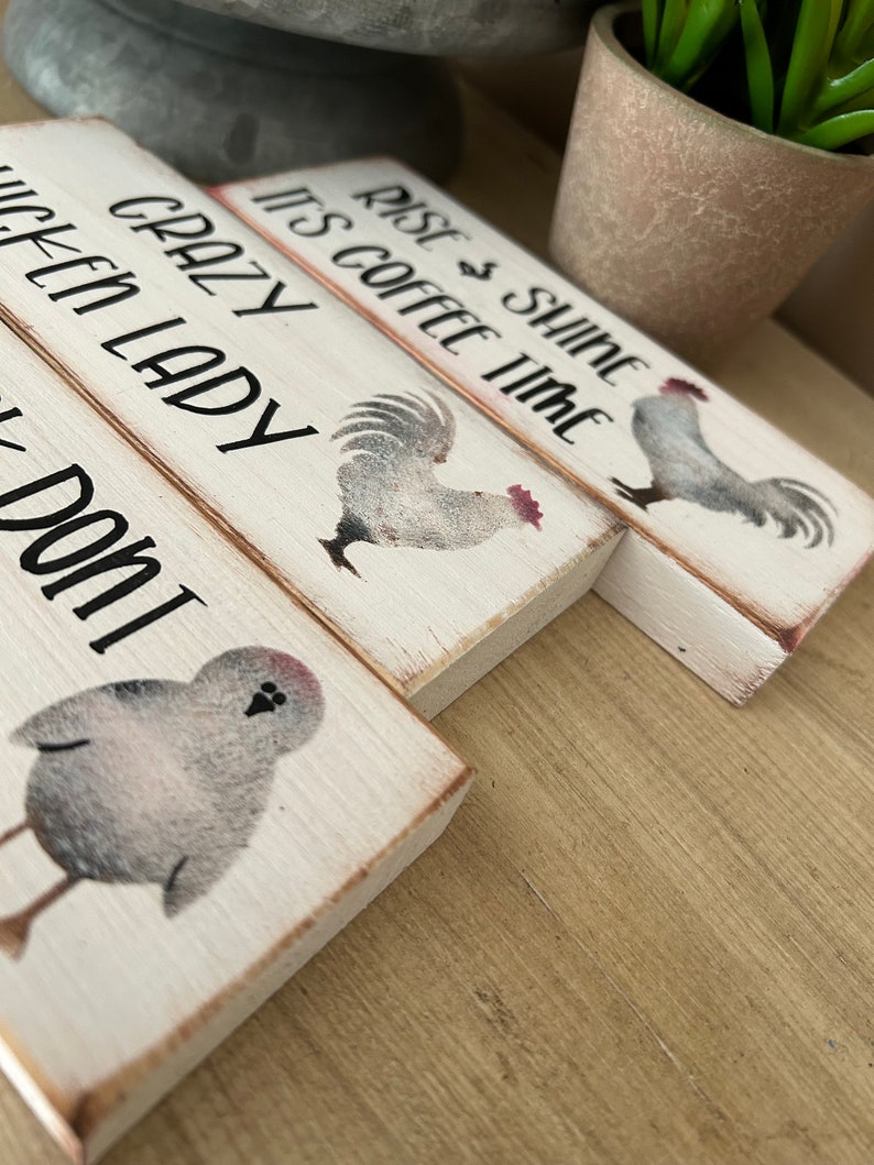 Chicken Block Signs Small Farmhouse Tier Tray Country Wood Signs - Etsy