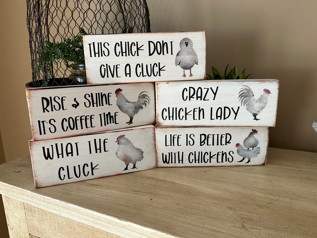 Chicken Block Signs Small Farmhouse Tier Tray Country Wood Signs - Etsy