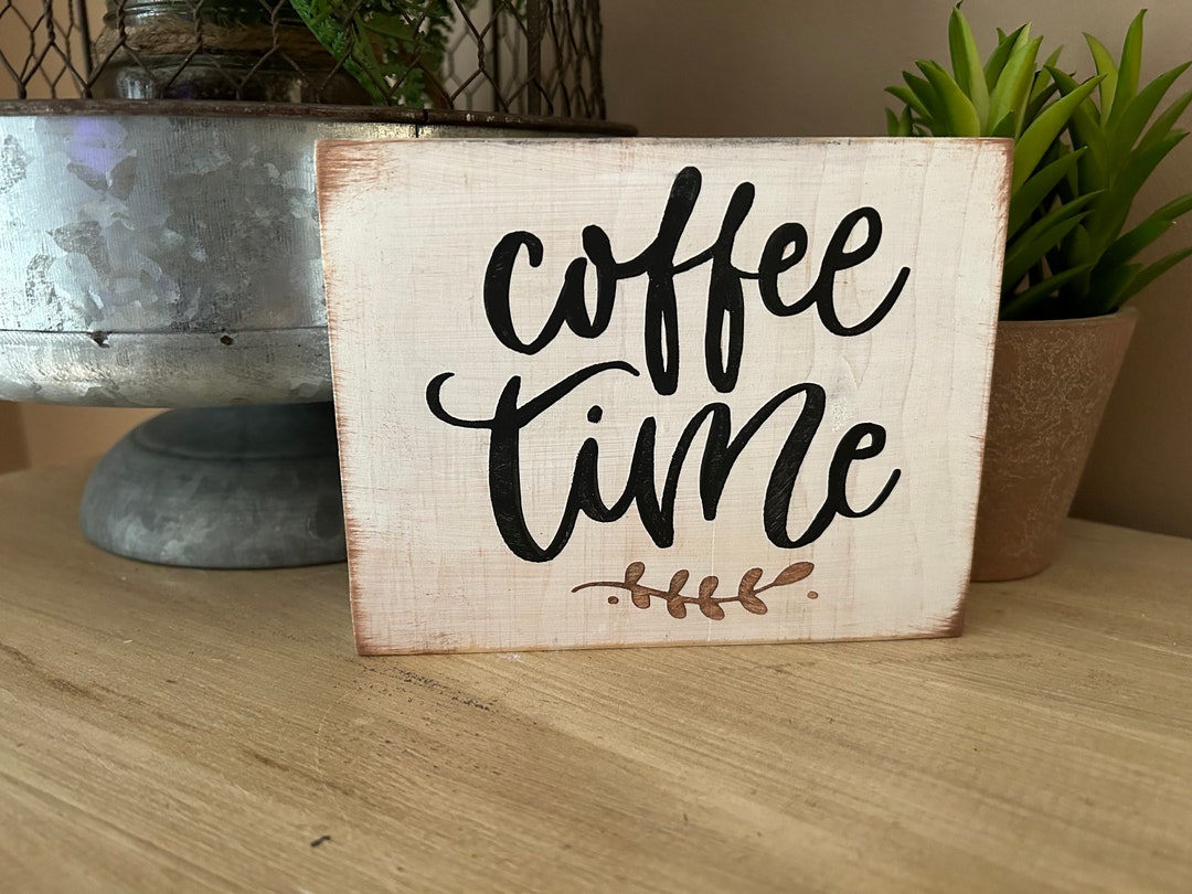 Coffee Time Mini Block Sign Kitchen Decor Hot Cocoa Bar Farmhouse ...