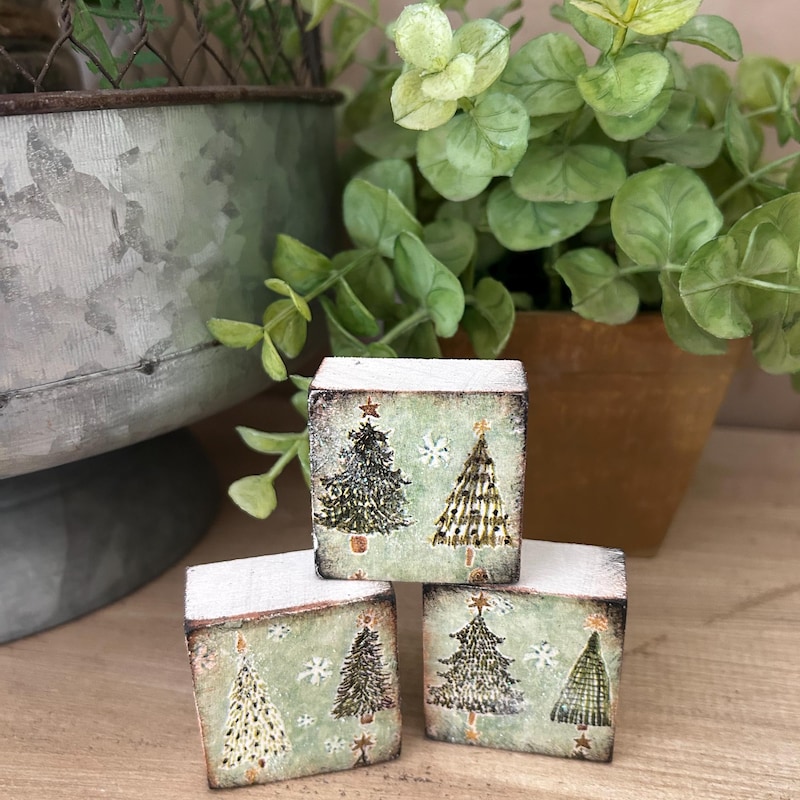 Small Wood Christmas Block - Etsy