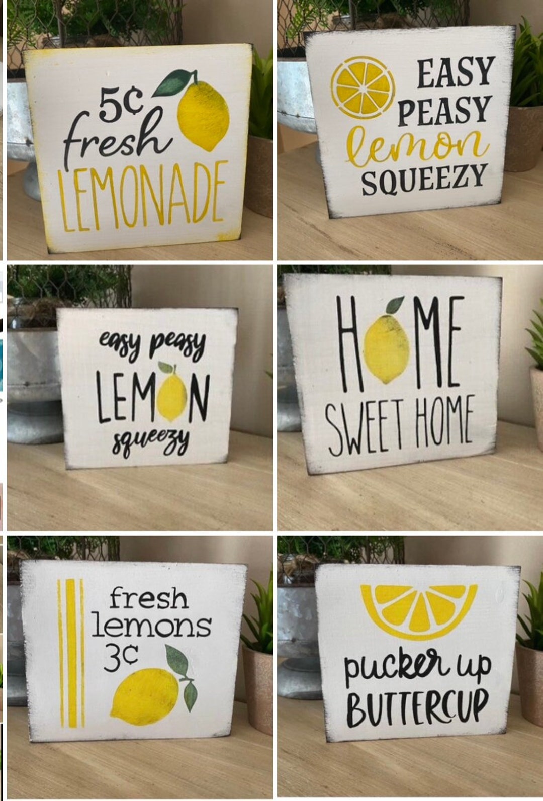 Lemon Farmhouse Tiered Tray Mini Painted Block Wooden Signs Lemonade ...