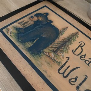 Bear Bottoms Welcome Cabin Bath Bathroom Wooden Wall Decorative Country ...