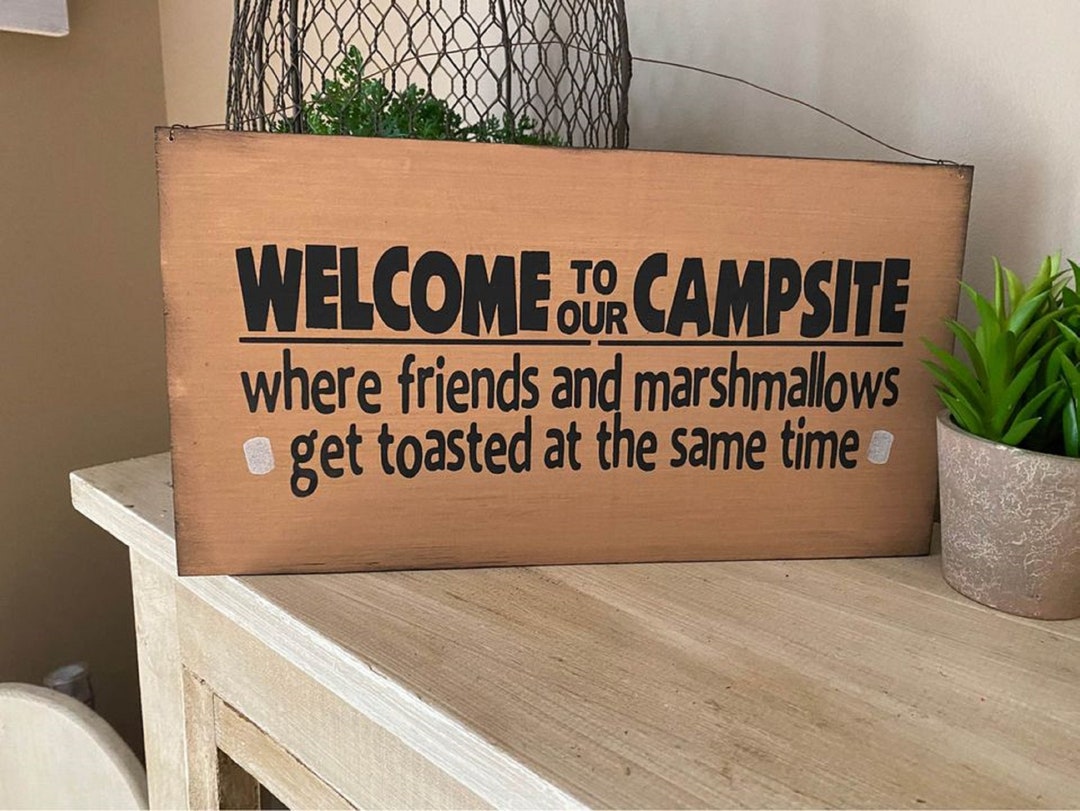 Camping Hand Painted Wooden Signs Friends Toasted Welcome Camp More ...