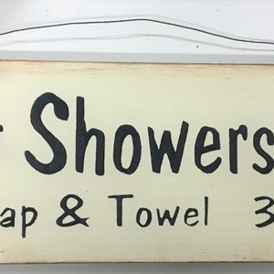 Farmhouse Bathroom Decor Wooden Hand Painted Signs Hot Showers Outhouse ...