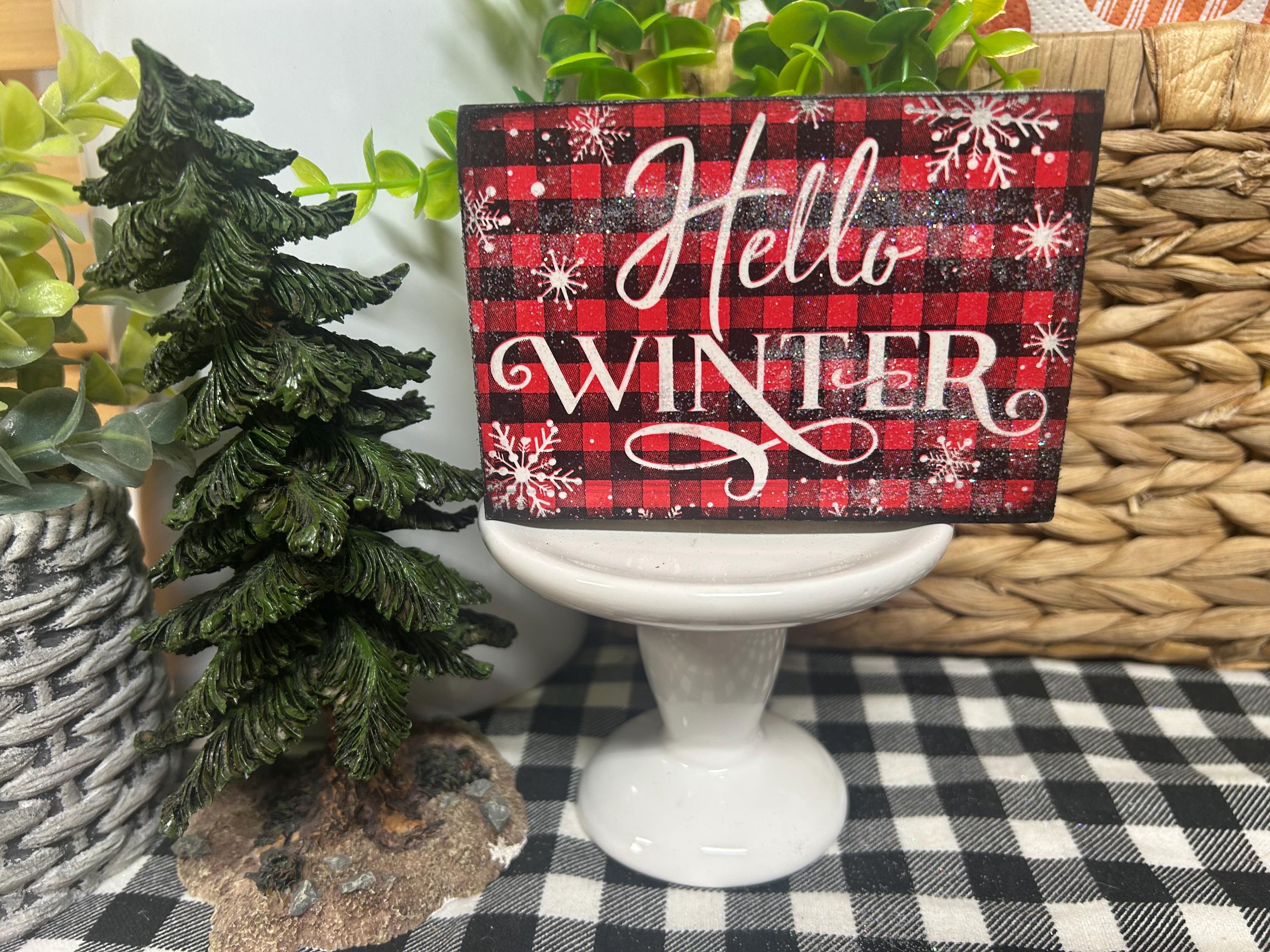 Let It Snow Mini Wooden Block Set 2 Christmas Tiny Tier Tray Decor - Etsy