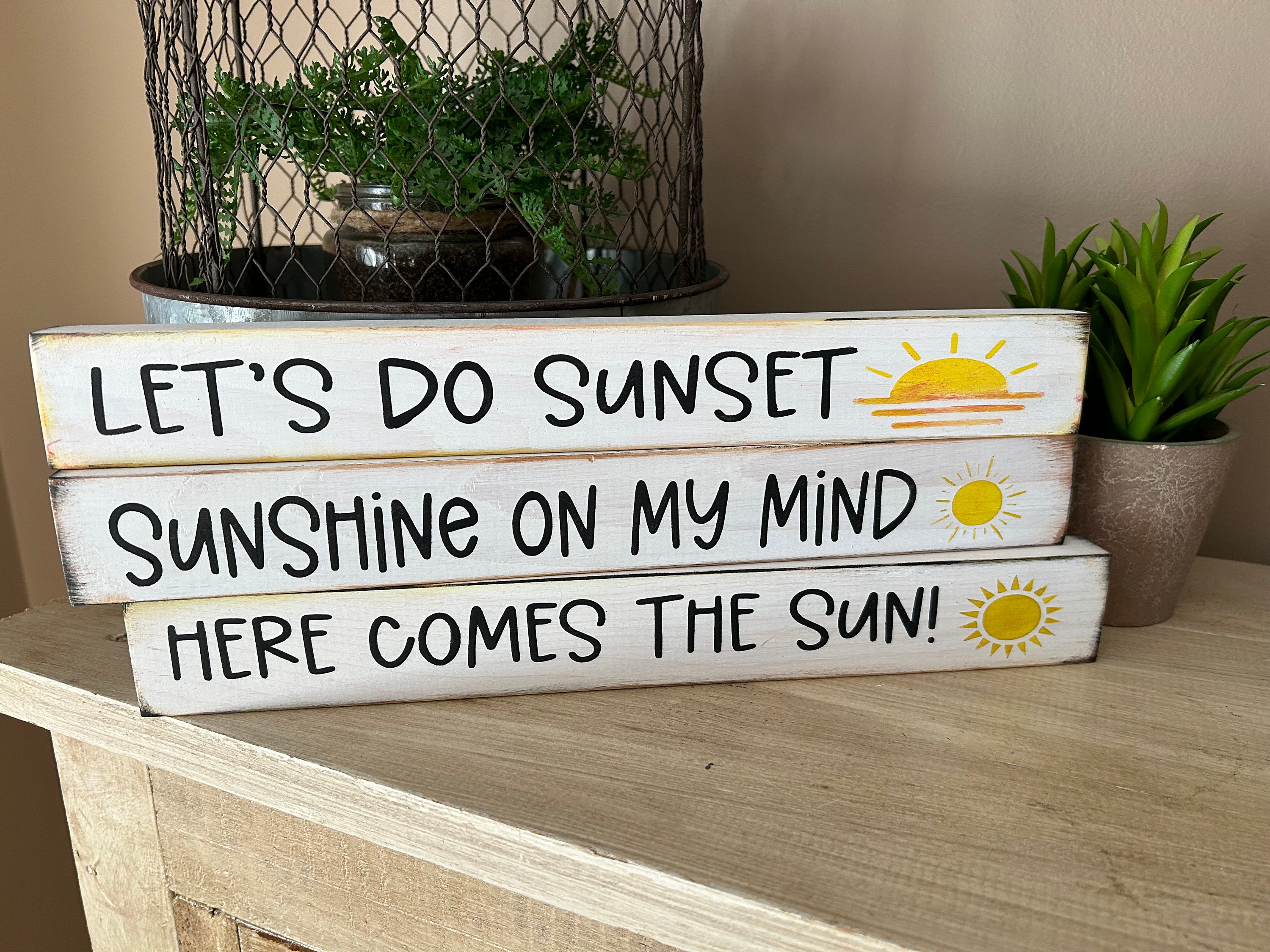 Let’s Do Sunset Summer Wooden Shelf Display Signs Sun - Etsy