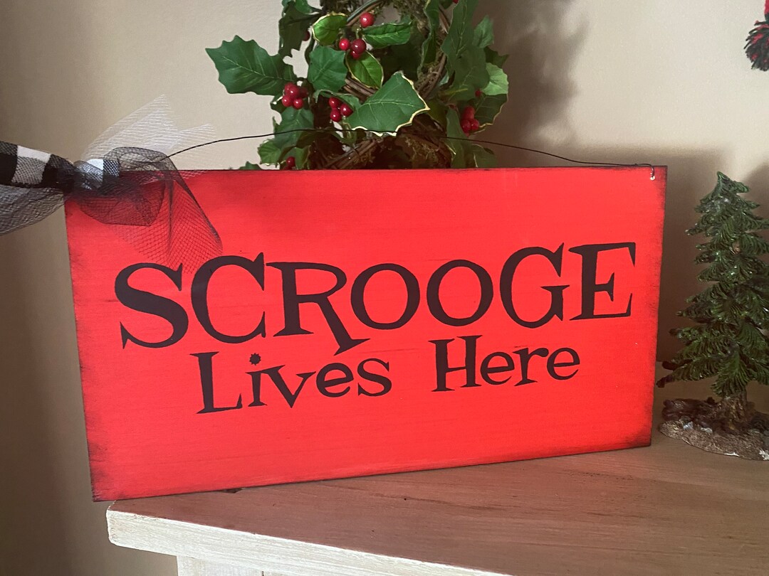 Scrooge Lives Here Christmas Home Decor Hanging Wood Wall Sign - Etsy