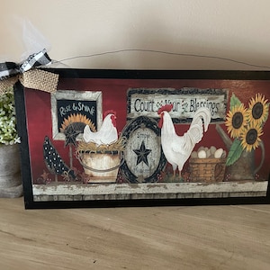 Rooster Sunflower Rise Shine Count Blessings Country Kitchen Sign - Etsy