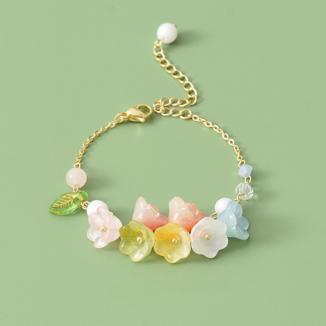 Rainbow Lily Flower Bracelets, Flower Bracelets, Colorful Flower ...