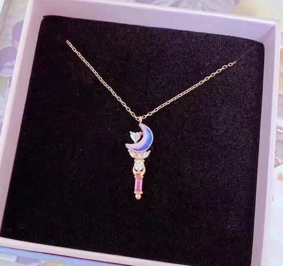 Moon Necklace925 Sterling Silver Magic Wand Necklacemagic - Etsy