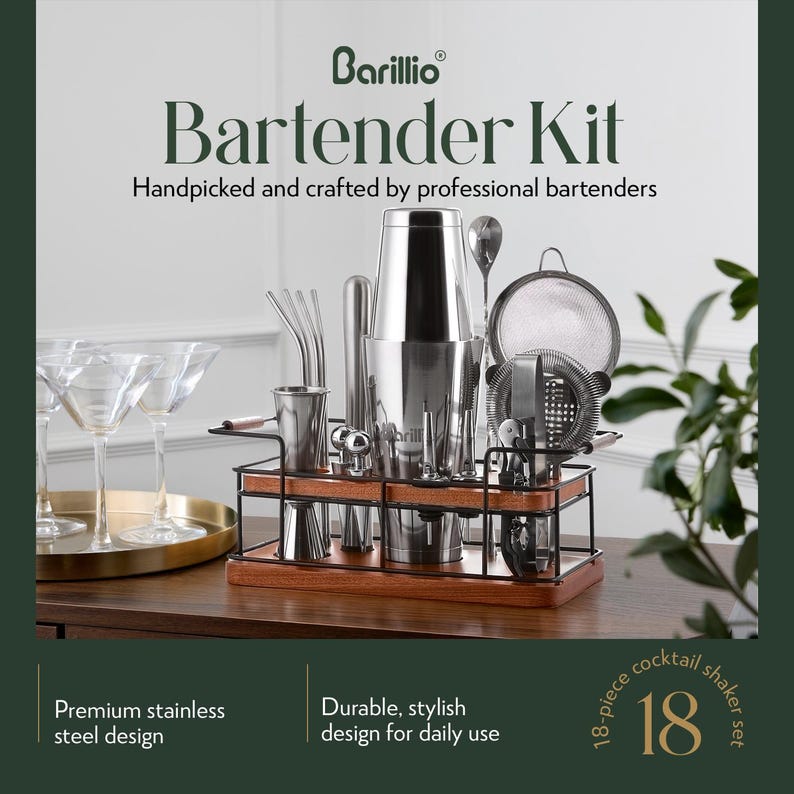 Bartender Kit – 18-piece Stainless-steel Cocktail Shaker Set With ...