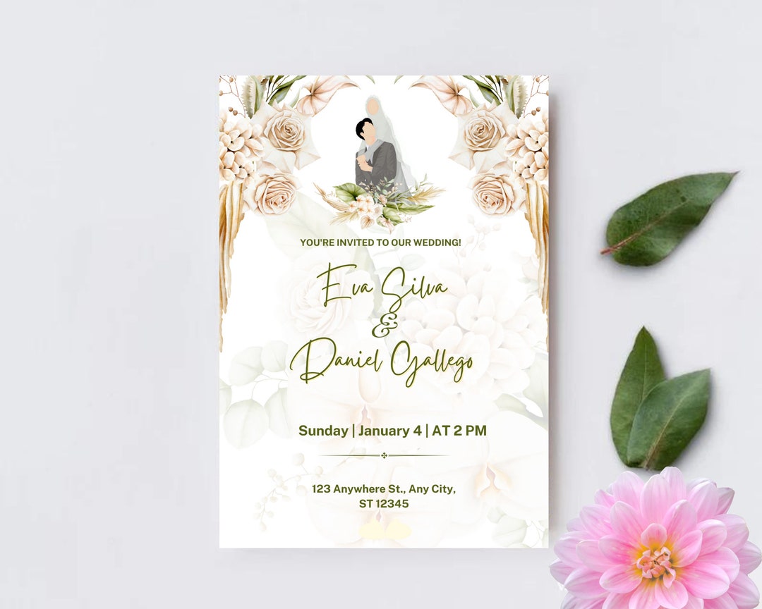 Intimate Wedding Invitation Template, Modern Intimate Ceremony Invite ...