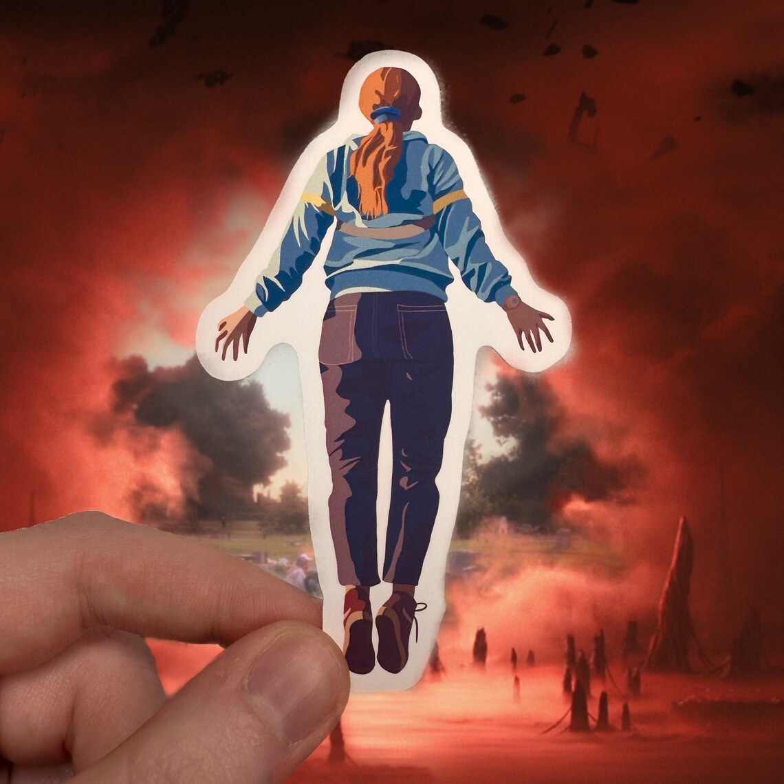 Max Mayfield Floating Stranger Things Sticker, Laptop, Notebook, Indoor ...