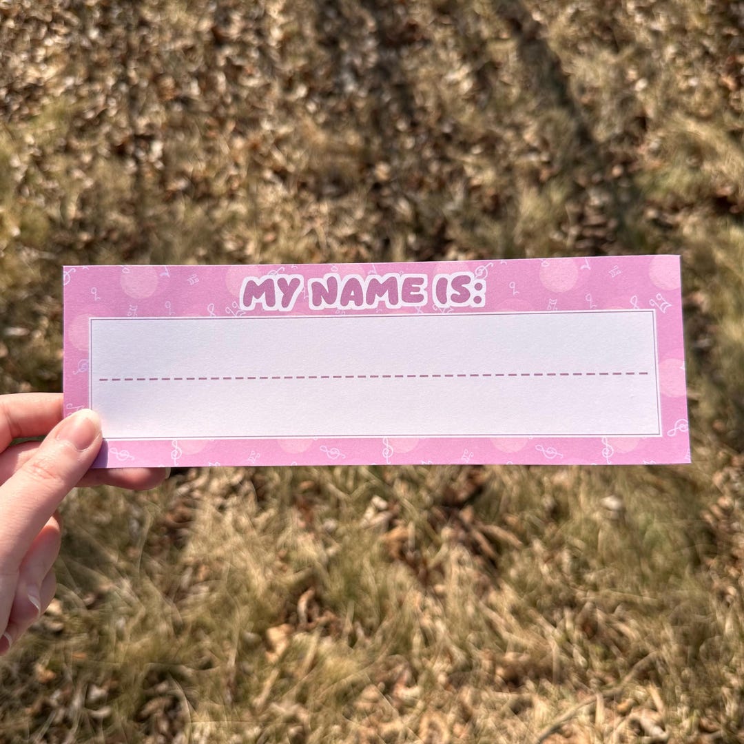 Pink Music Notes Name Tag for School Children, Pre-k, Kindergarten ...