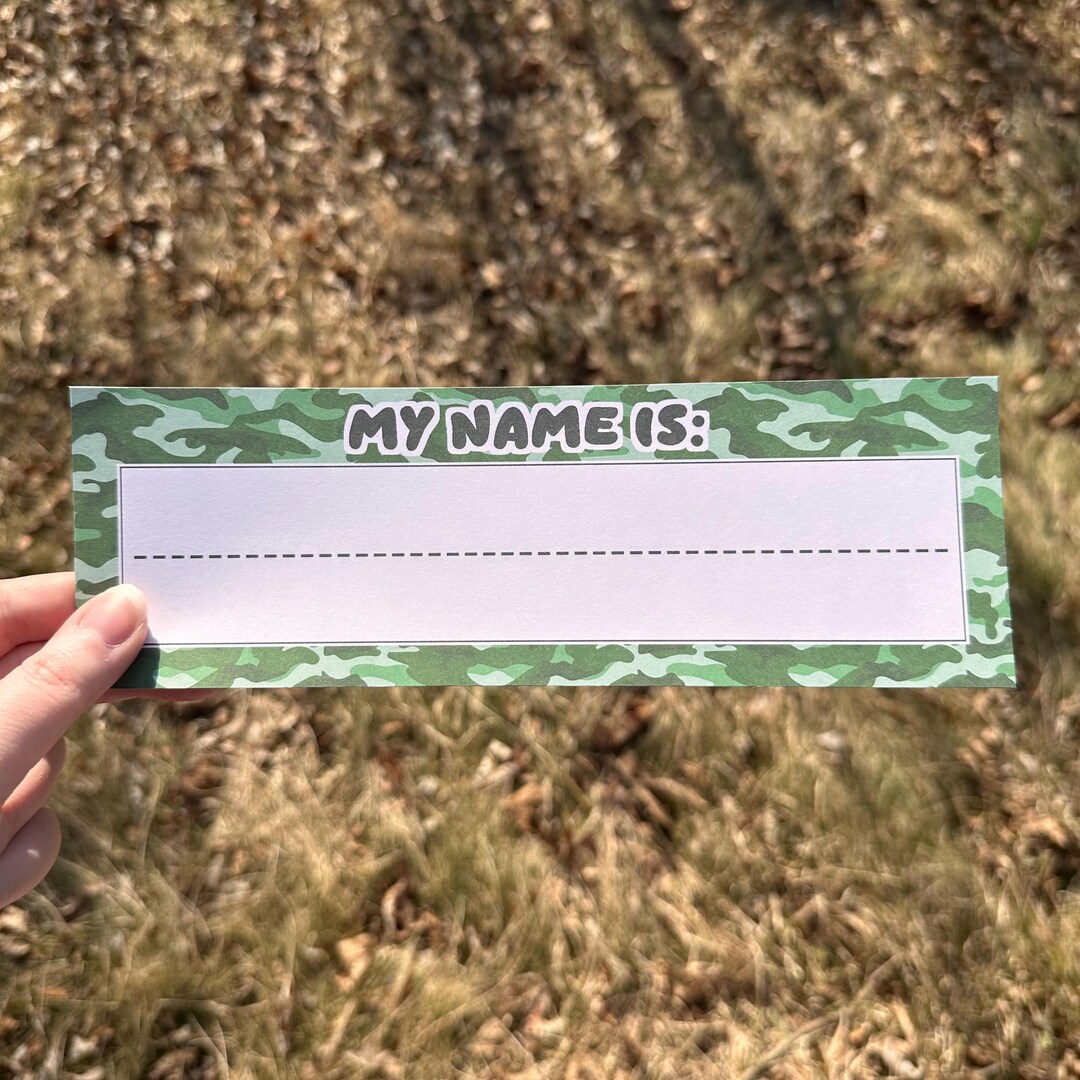 Green Camo Name Tag for School Children, Pre-k, Kindergarten ...