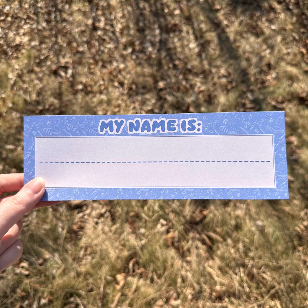 Blue School Supplies Desk Name Tag for School Children, Pre-k ...
