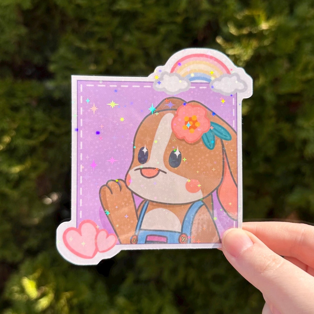 Sims 4 Inspired Flower Bunny Sparkly Cute Portrait Sticker, Laptop ...
