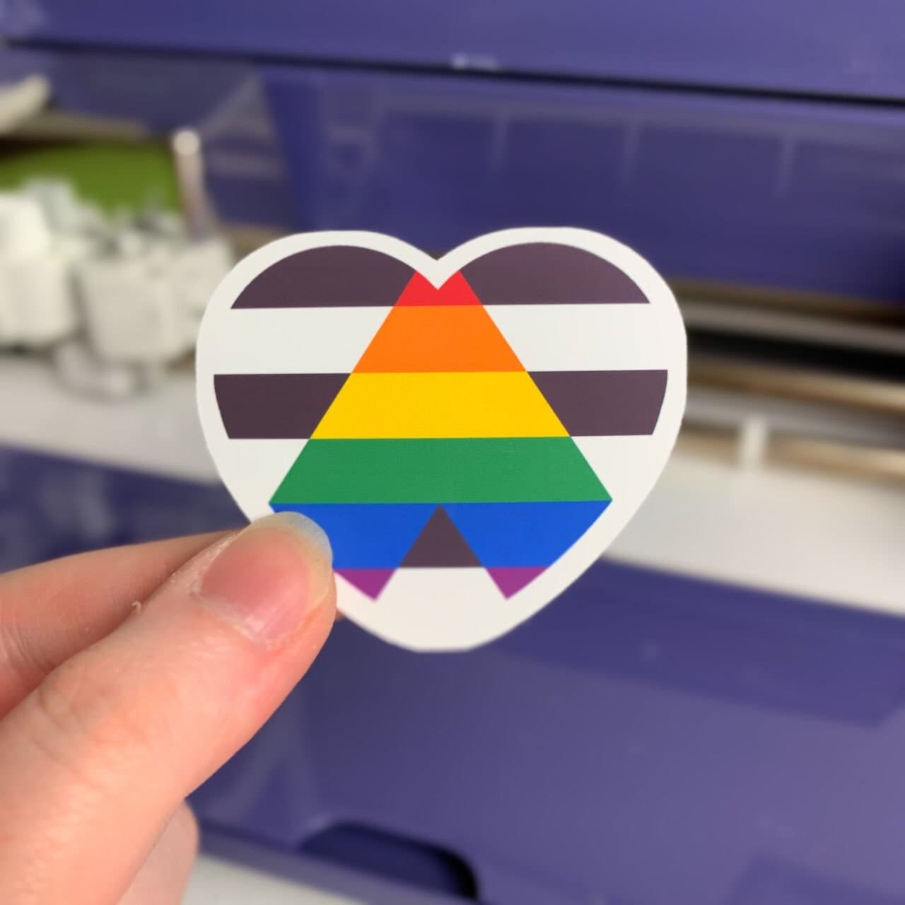 LGBTQIA+ Straight Ally Pride Flag Heart Sticker, Laptop Sticker, Indoor ...